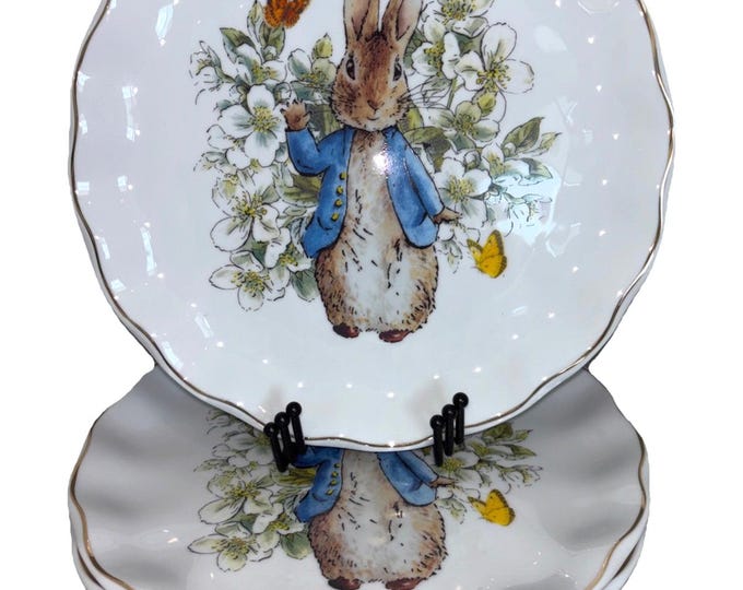 Peter Rabbit Dinner Plates Beatrix Potter Easter Set of 4 Gold ...