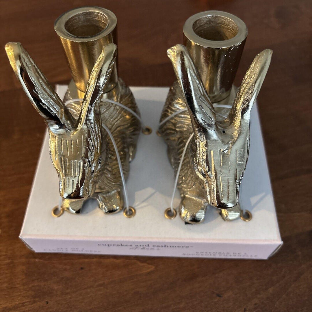 Viral Cupcakes and Cashmere Gold Raster Rabbit Bunny Taper Candle ...