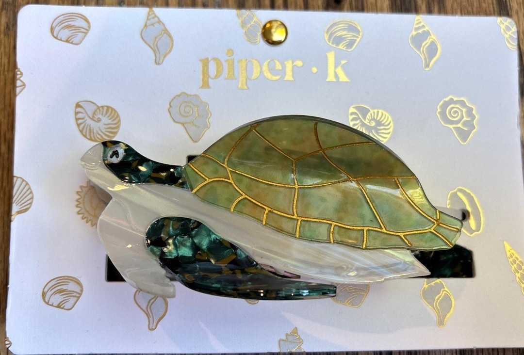 Sea Turtle Hair Clip: Aqua Green, Blue & Gold Glitter - Ocean Style - Etsy
