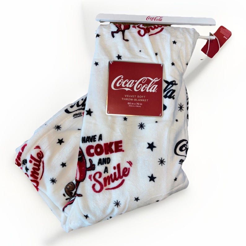 Coca Cola Throw Blanket 60 X 70 White Red Star Design Have A Coke and A ...