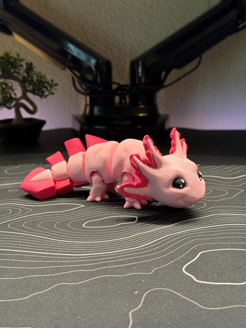 Articulated 3D Printed Axolotl – Poseable Cute Axolotl Figure – Pink ...