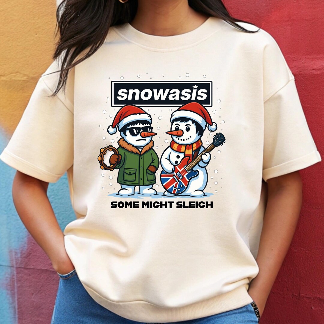 Funny Christmas Shirt SNOWASIS: Oasis Parody Snowman Band Tee, Holiday ...
