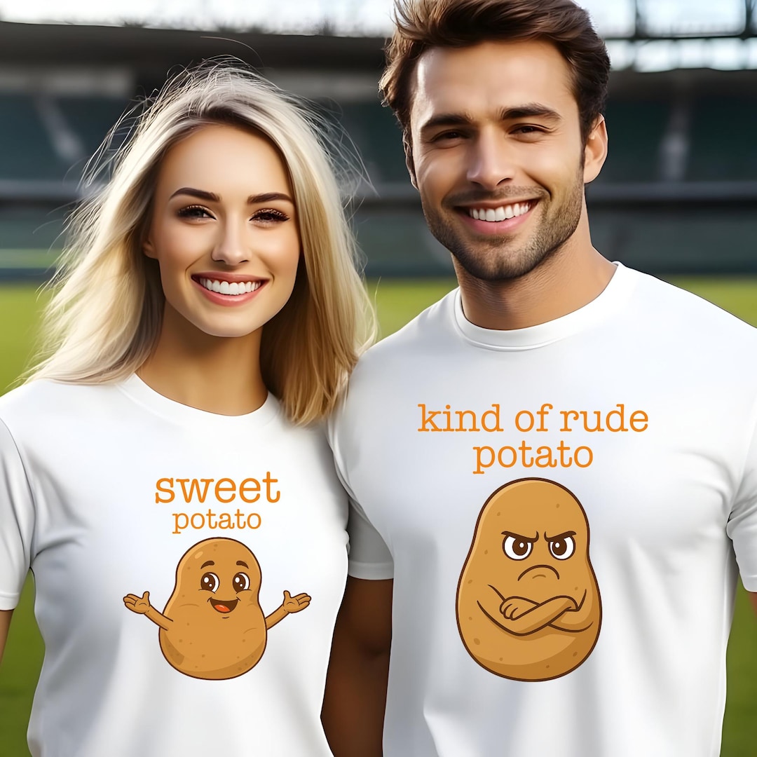 Funny Thanksgiving Couple Shirt: Sweet Potato, Rude Potato Matching ...