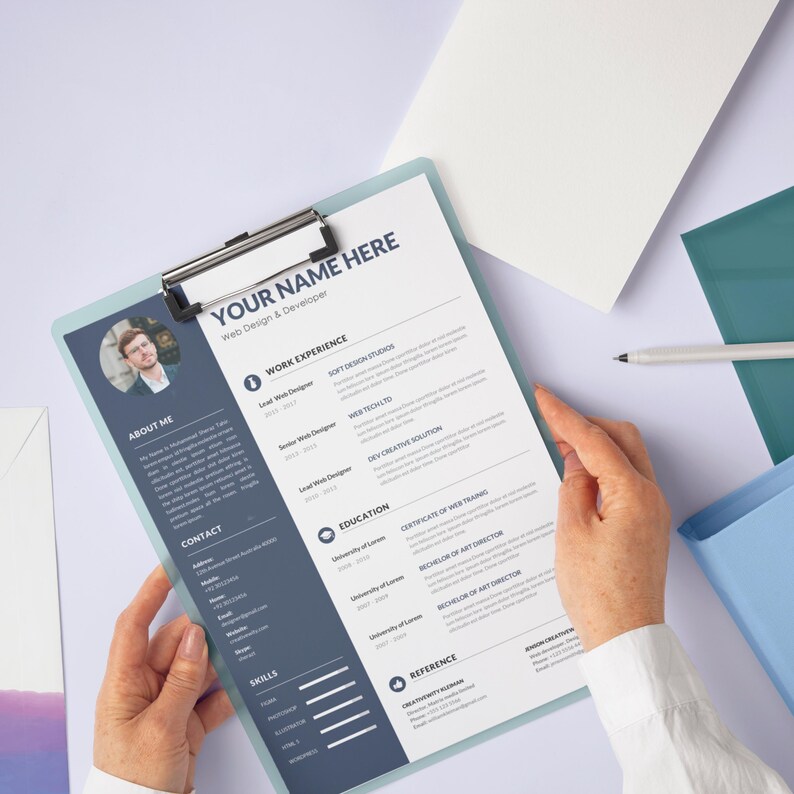 Clean Resume Template for Adobe Illustrator - Etsy