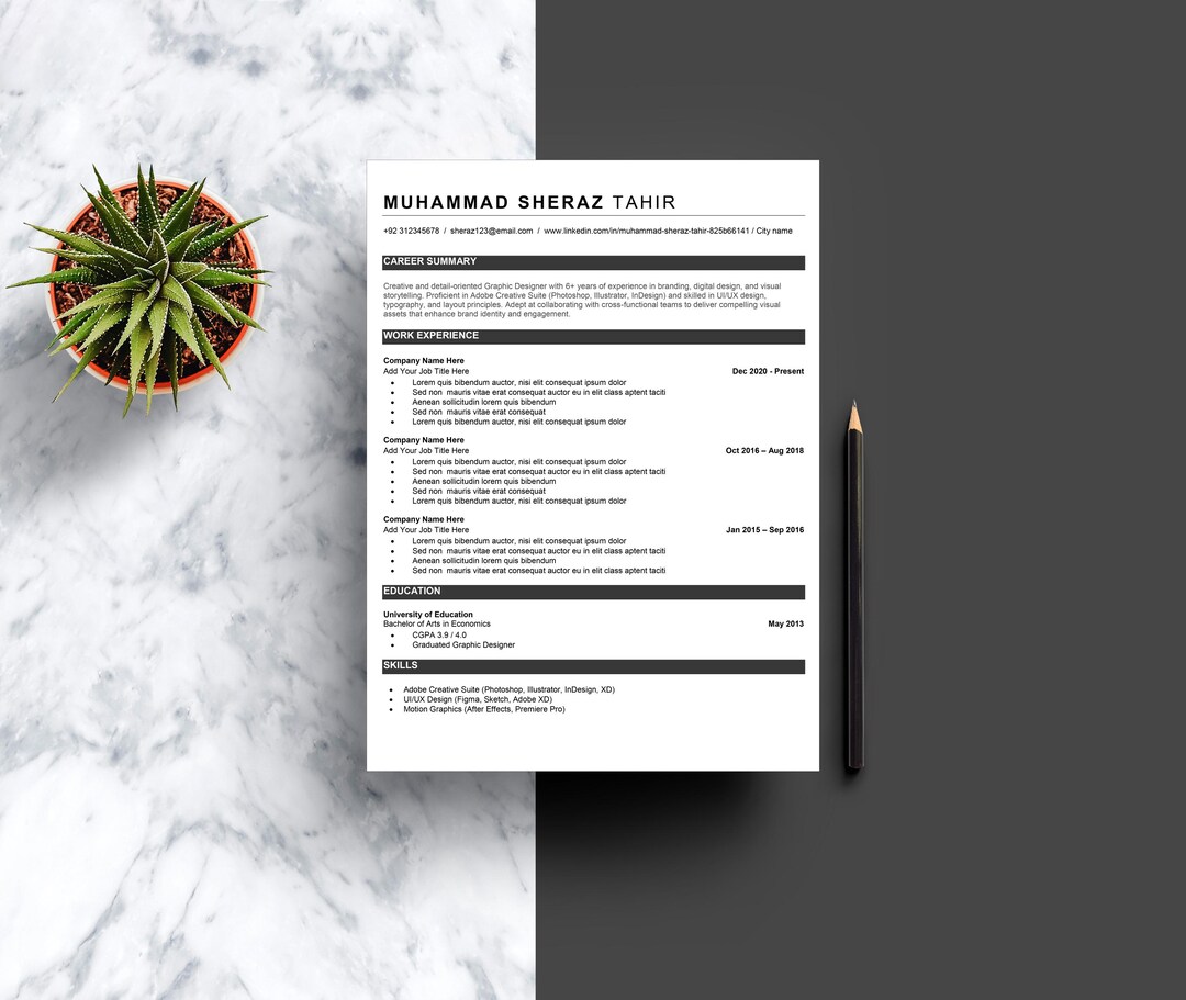 Ats-friendly Resume Template - Etsy
