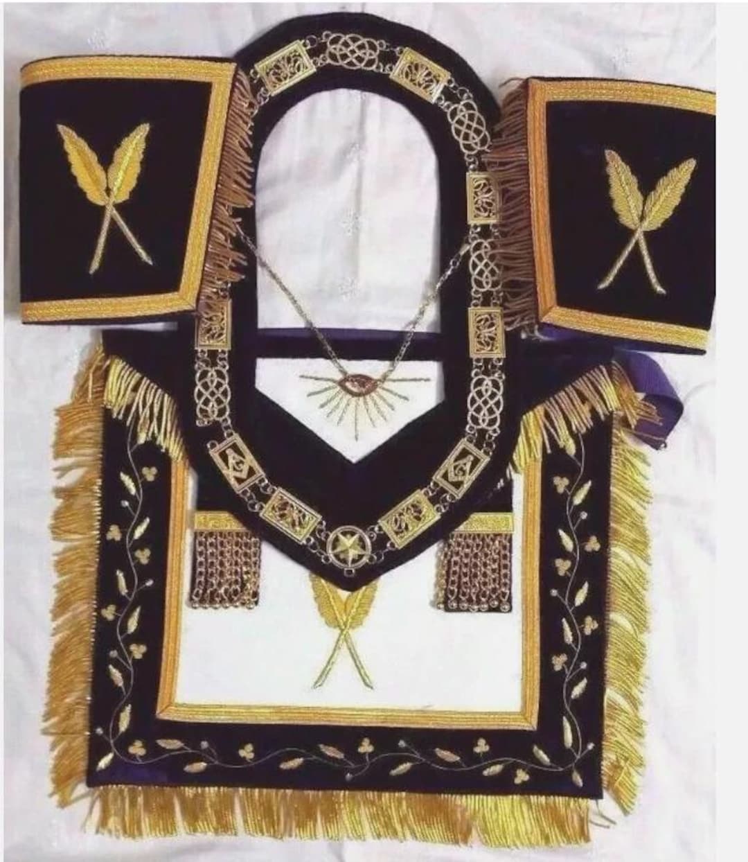 MASONIC Hand Embroidery Grand Secretary Apron Cuffs With Collar - Etsy
