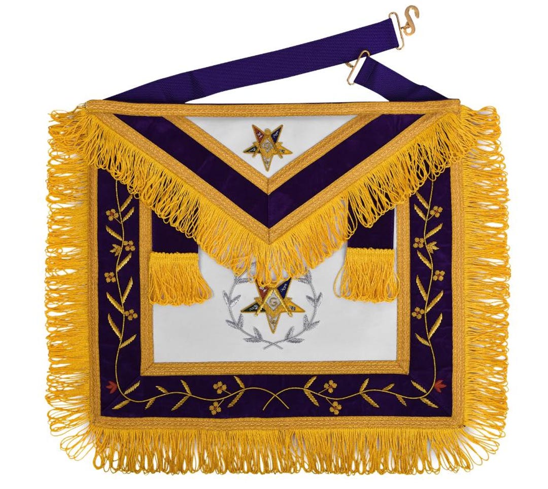 Worthy Patron OES Apron Purple Velvet With Square & Compass G With ...