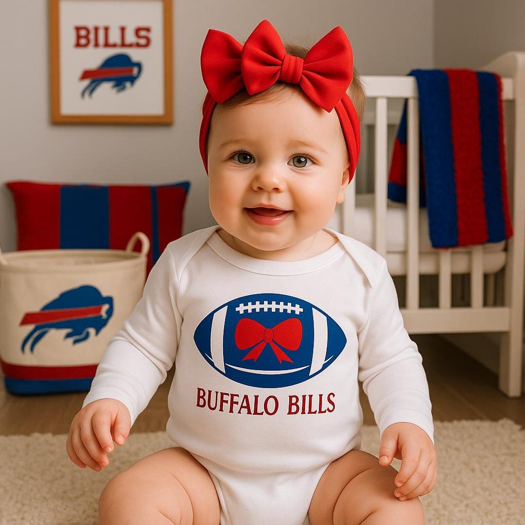 Buffalo Bills “girly Bow Football” Long Sleeve Baby Onesie - Etsy