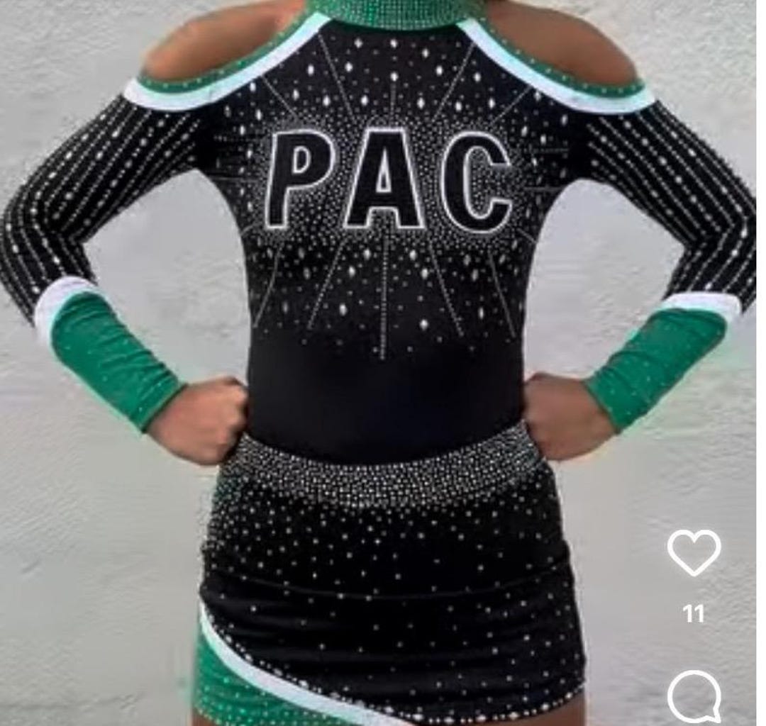 Custom Platinum Athletic Cheer Uniform for American Girl PAC Bulk Team ...