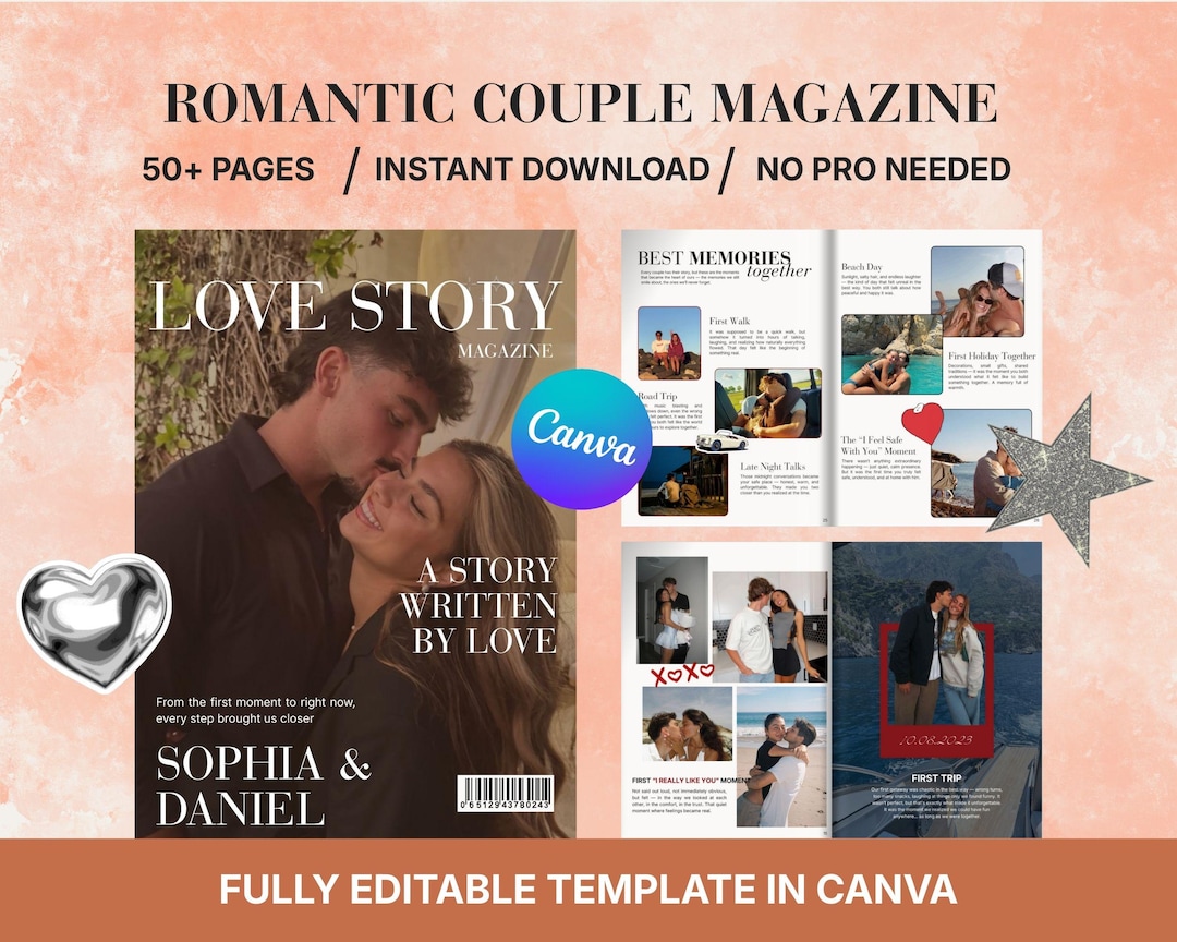 Anniversary Love Story Magazine Template for Couples | Personalized ...