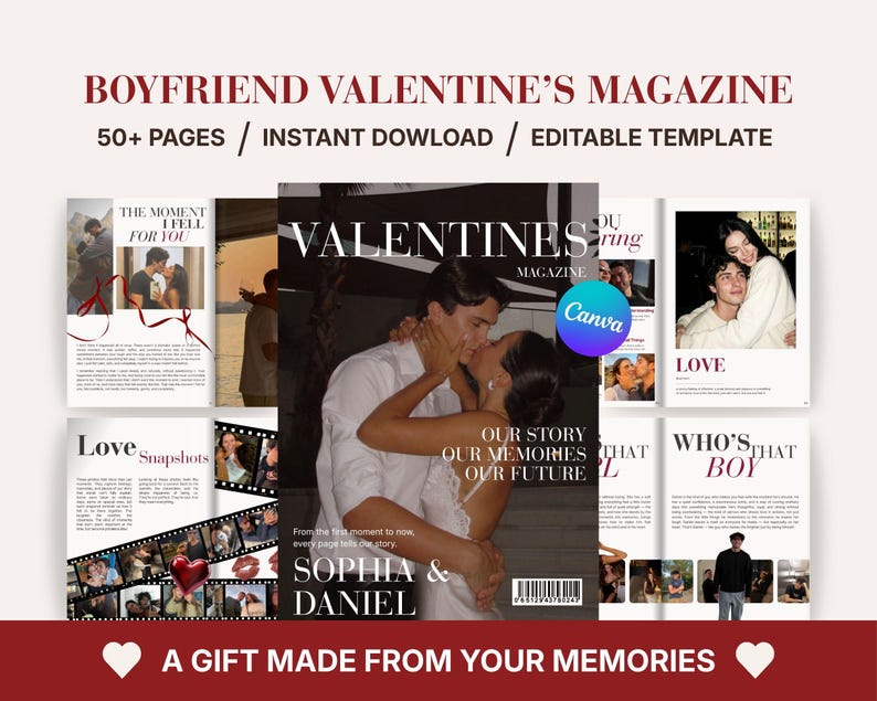 Valentines Day Magazine for Boyfriend | Editable Canva Gift Template ...