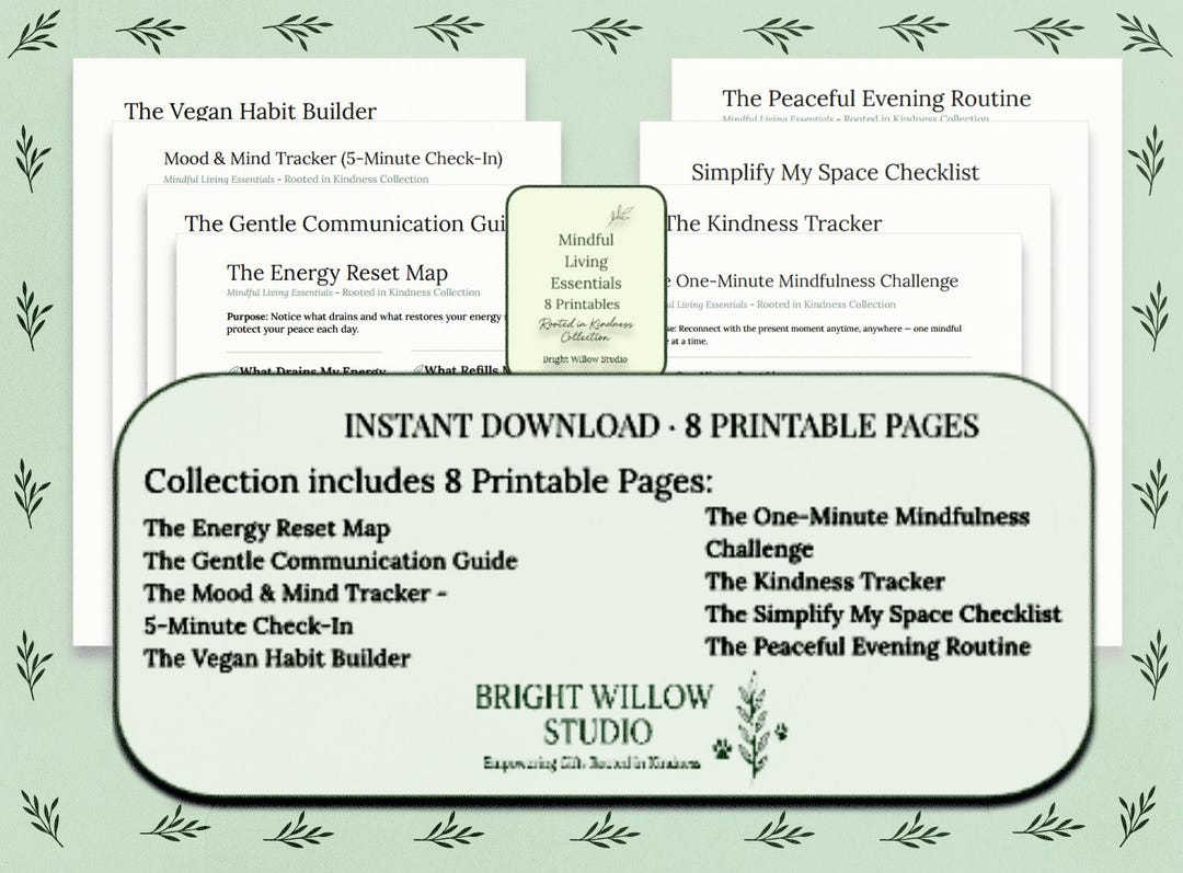 Mindful Living Printable Bundle – Calm & Kindness Worksheets (PDF Set ...