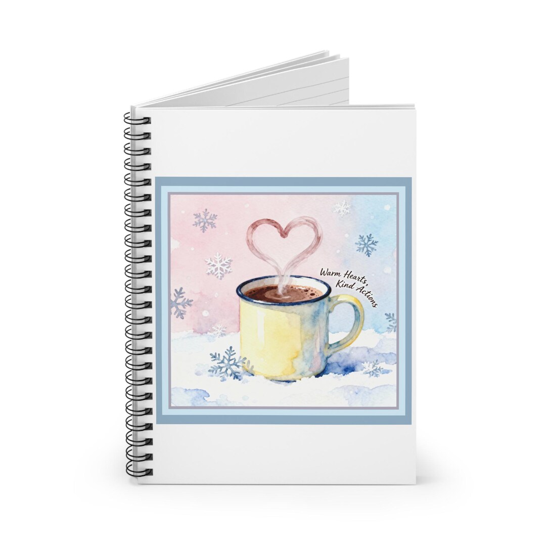 Hot Cocoa Heart Spiral Notebook | Winter Coffee Mug Illustration - Etsy