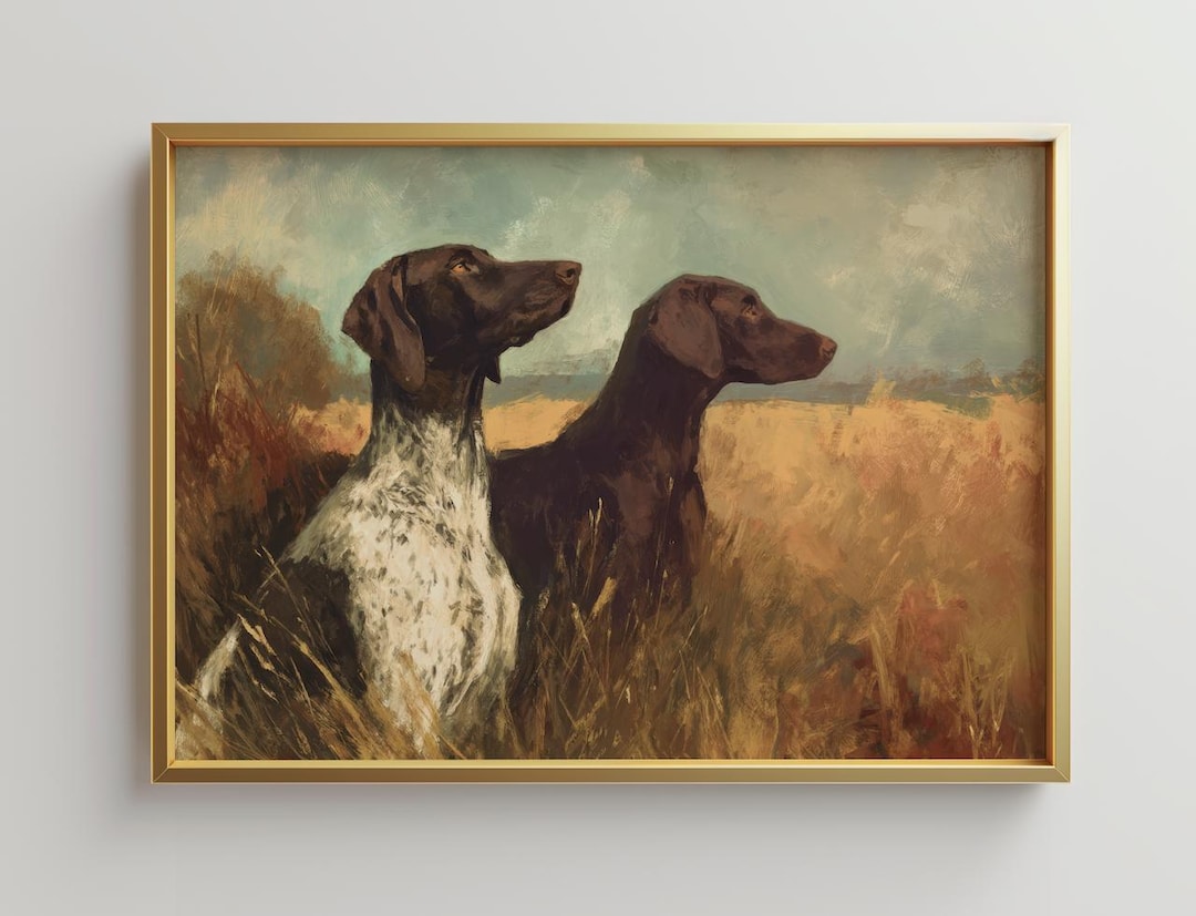 Vintage Hunting Dogs Art Print: Neutral Tone Animal Oil Painting - Etsy