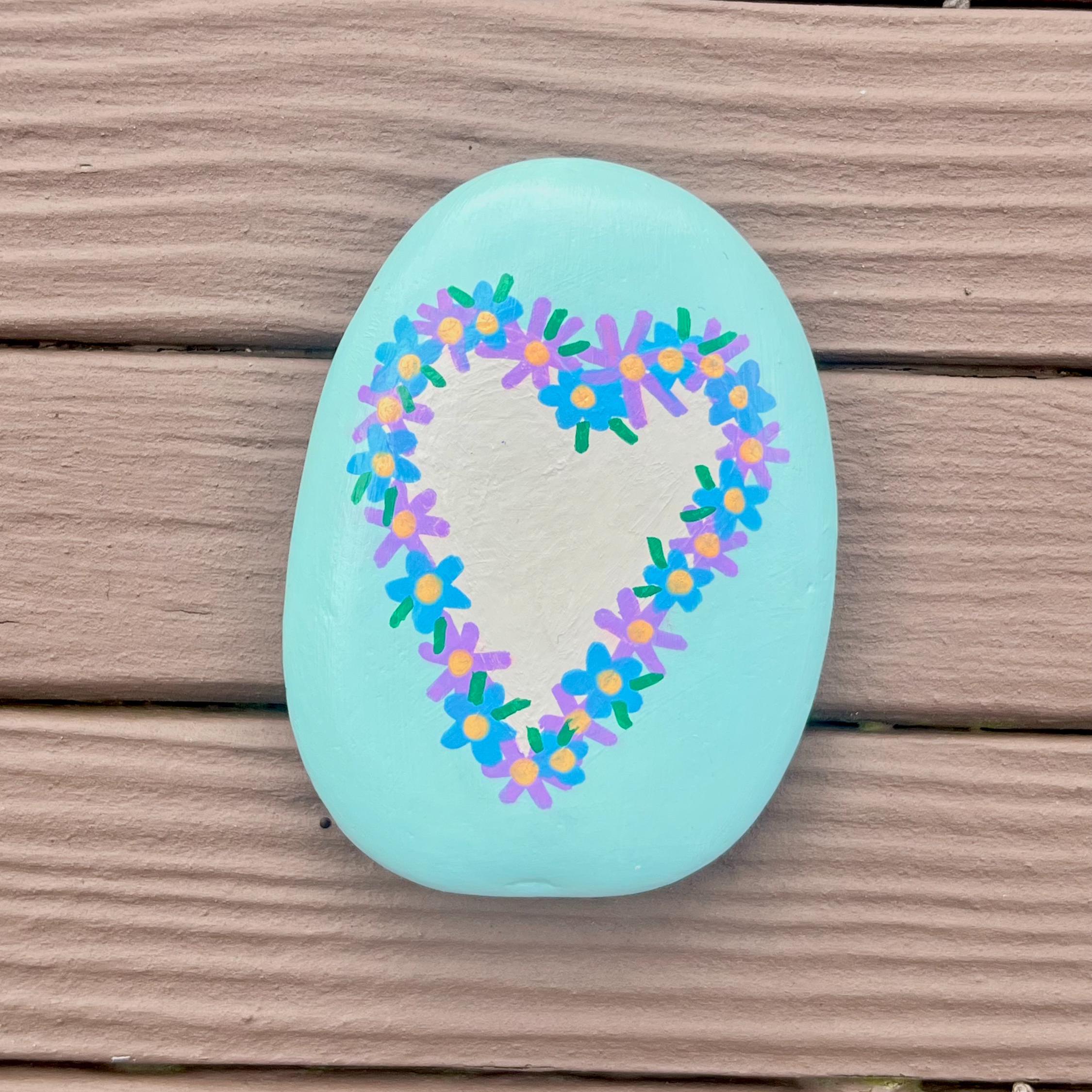 Painted Rock, Hand Painted Stone, Garden Rock, Heart Design Rock ...