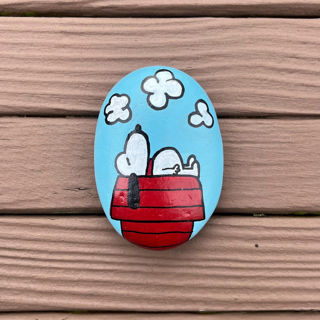 Snoopy Rock, Hand Painted Snoopy Rock, Peanuts Decor, Hand Painted ...