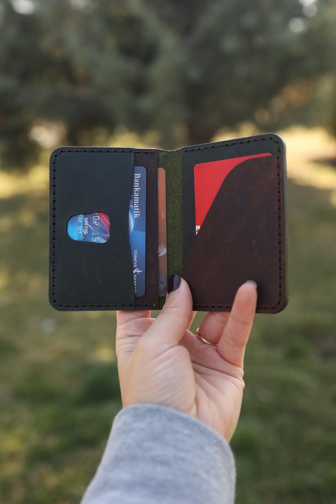 Handmade Crazy Horse Leather Double-fold Wallet – High-quality, Durable ...