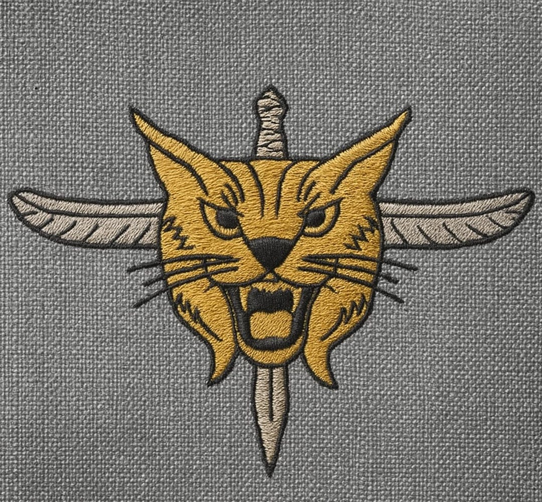 Wildcat Warrior Mascot Embroidery Design – Sword Emblem (PES, DST, Etc ...