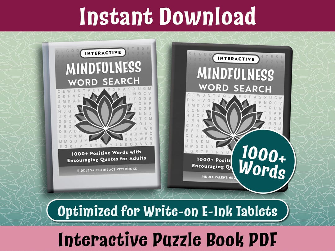 Mindfulness Word Search Puzzle Book for Adults: 1000+ Unique Positive ...