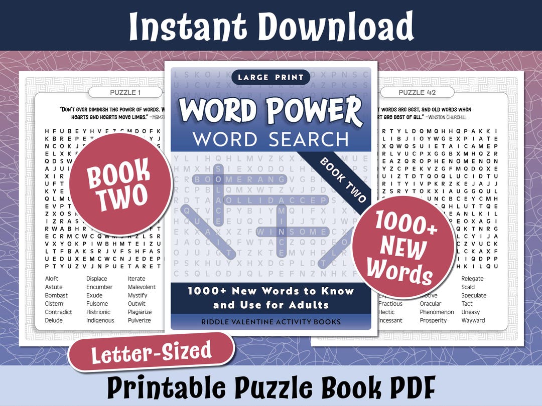 Word Power Word Search Puzzle Book Two for Adults Large Print: 1000 ...