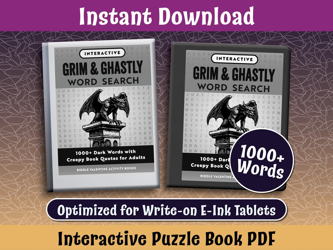 Grim & Ghastly Word Search Puzzle Book for Adults: 1000+ Unique Dark ...