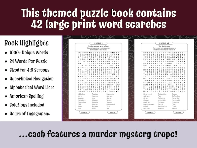 Murder Mystery Word Search: 42 Trope Puzzles for E-ink Tablets (PDF) - Etsy