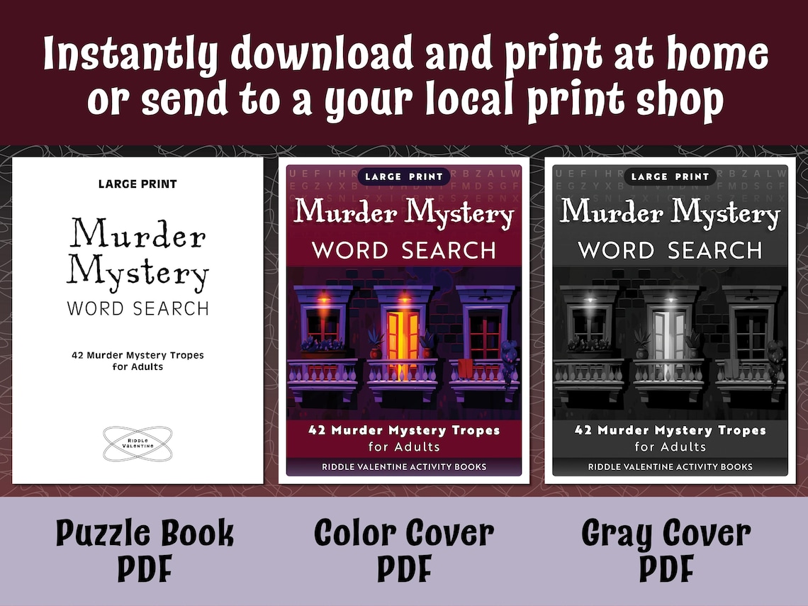Murder Mystery Word Search Puzzle Book for Adults Large Print: Mystery ...