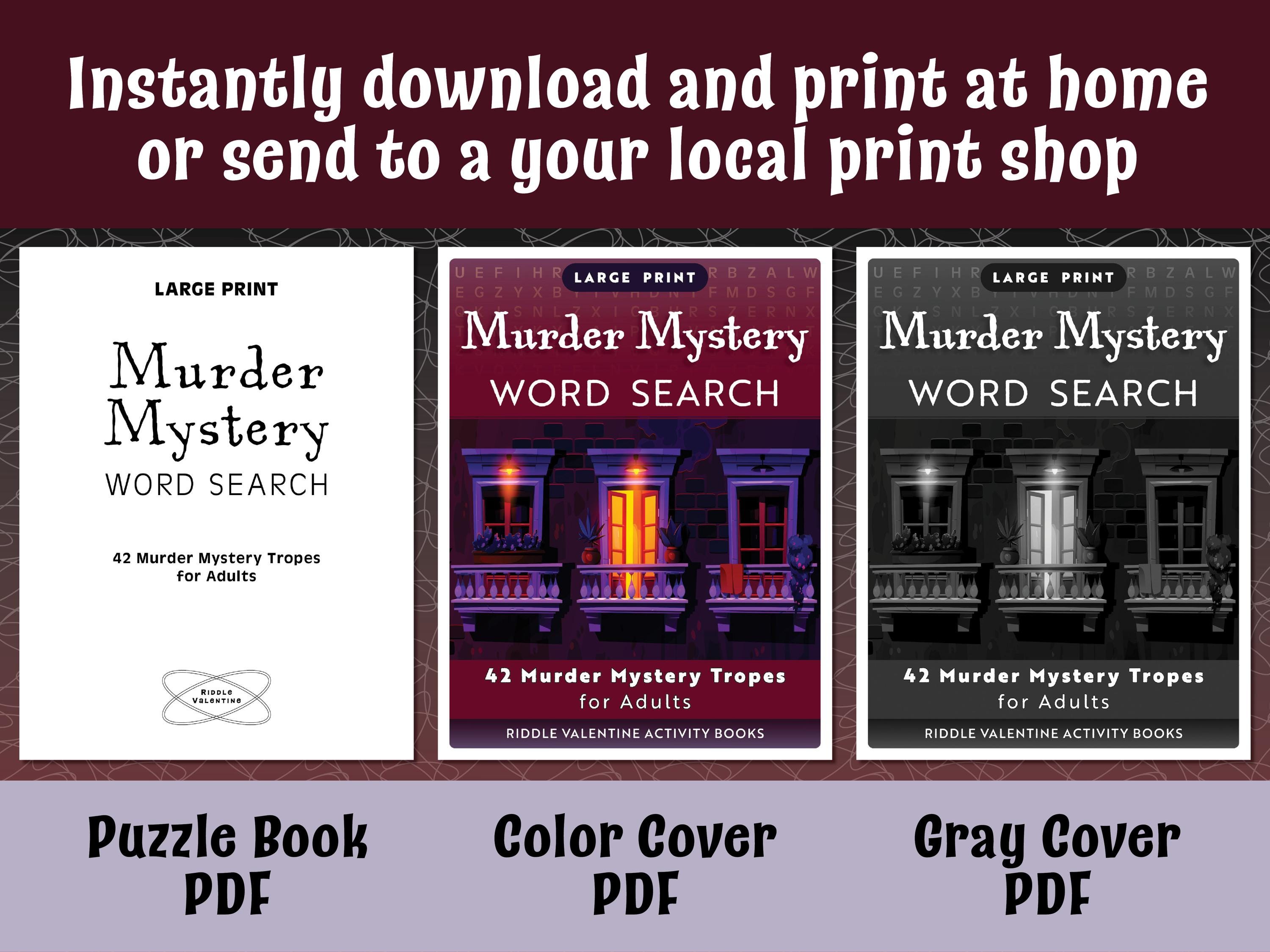 Murder Mystery Word Search Puzzle Book for Adults Large Print: Mystery ...