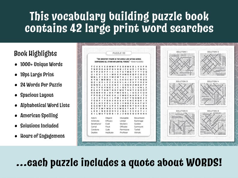 Word Power Word Search Puzzle Book Three for Adults Large Print: 1000 ...