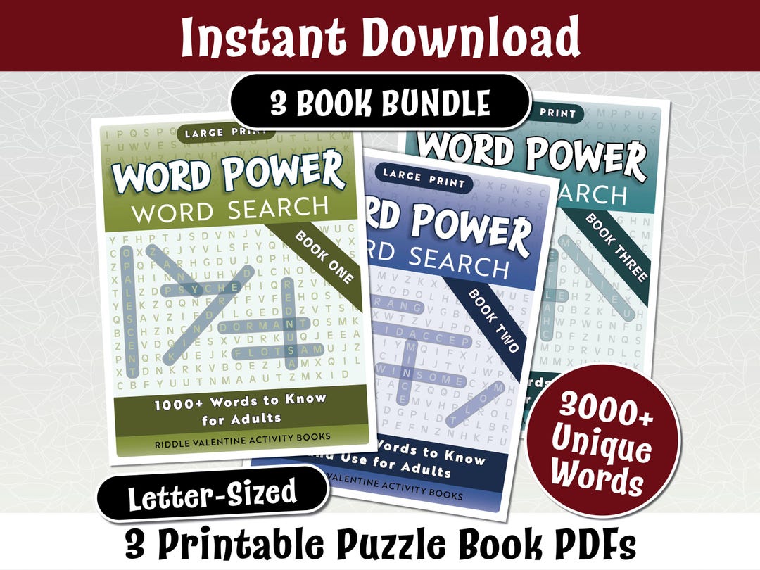 PUZZLE BOOK BUNDLE: 3 Word Power Word Search Books - 3000+ Unique Words ...