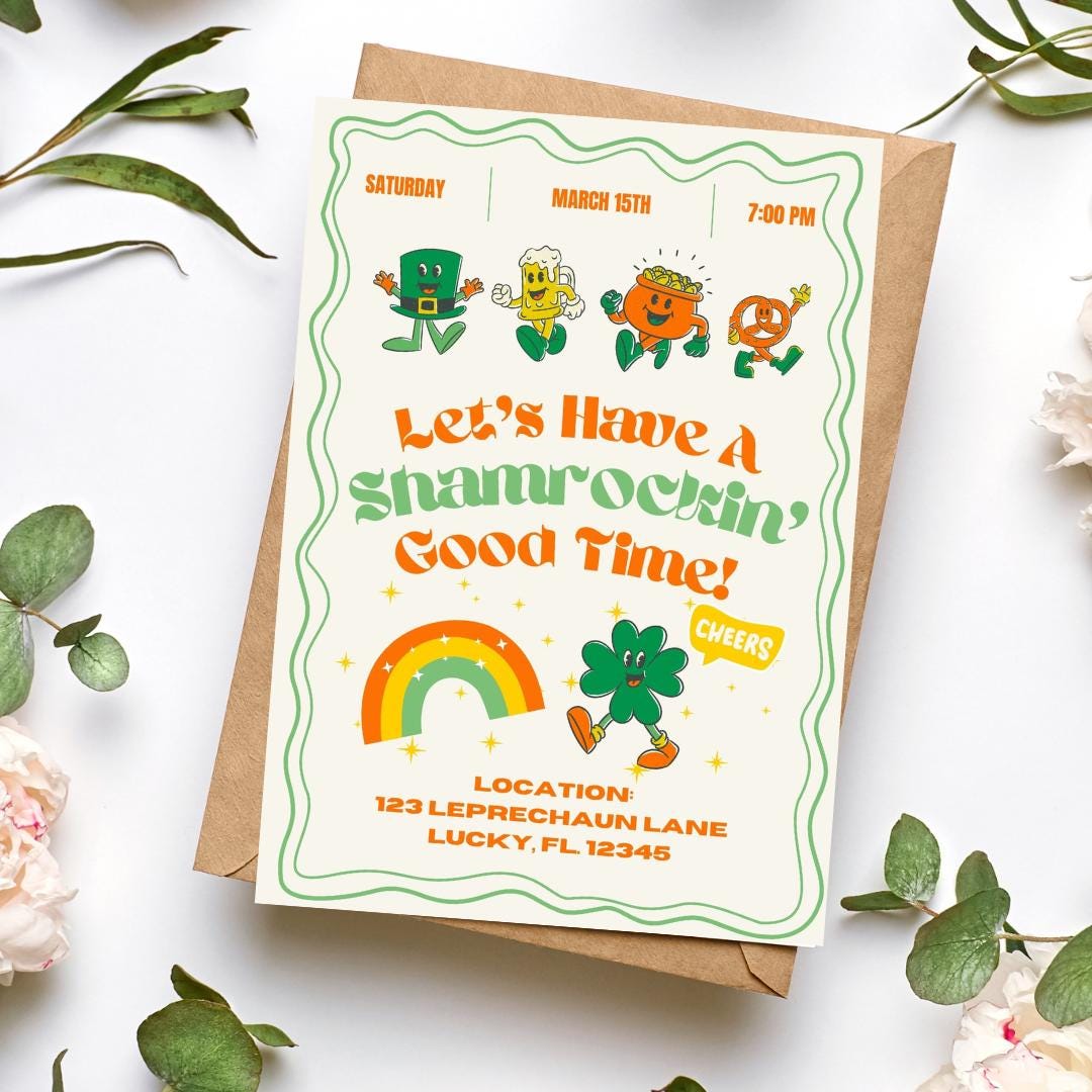 St. Patrick's Day Invite, St. Pat's Party CANVA TEMPLATE, Editable ...