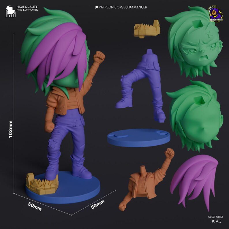 Vi Chibi Fan Art Figurine Kit. Bulkamancer 100mm Scale Figurine Kit ...