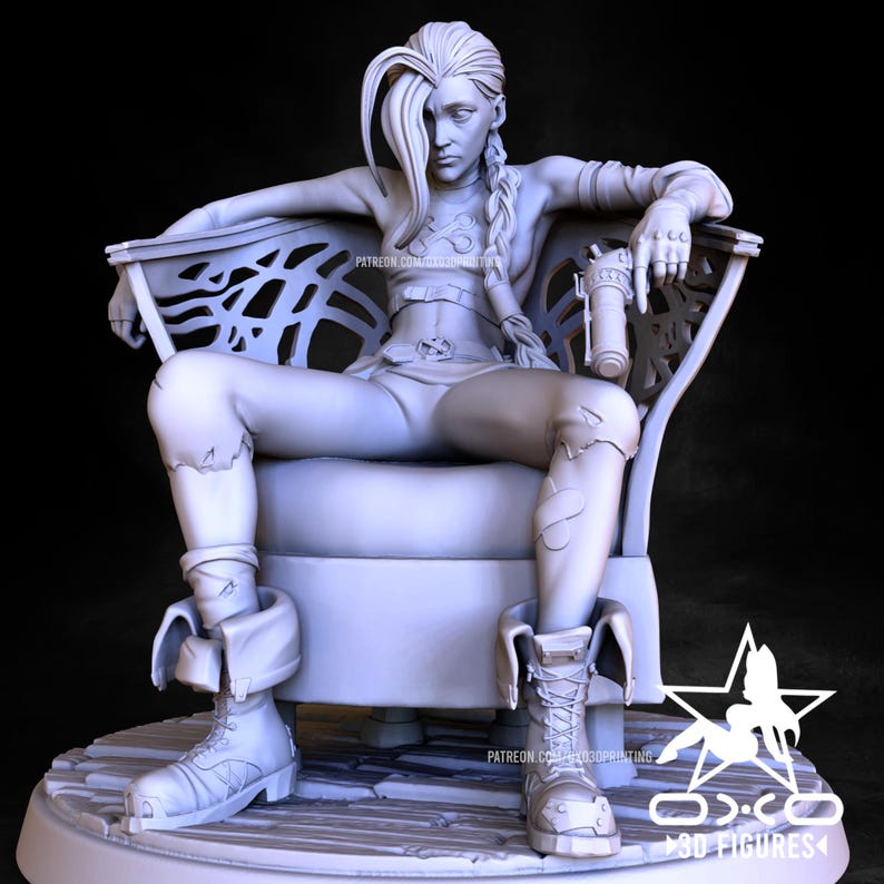 Exhausted Jinx Fan Art SFW Figurine Kit. OXO3D Waifu Figurine Kit. Miniature. Unpainted Resin ...