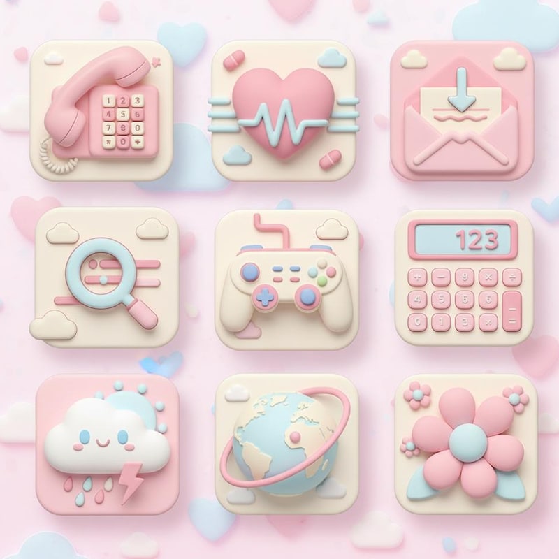 Pastel 3d App Icons - Etsy
