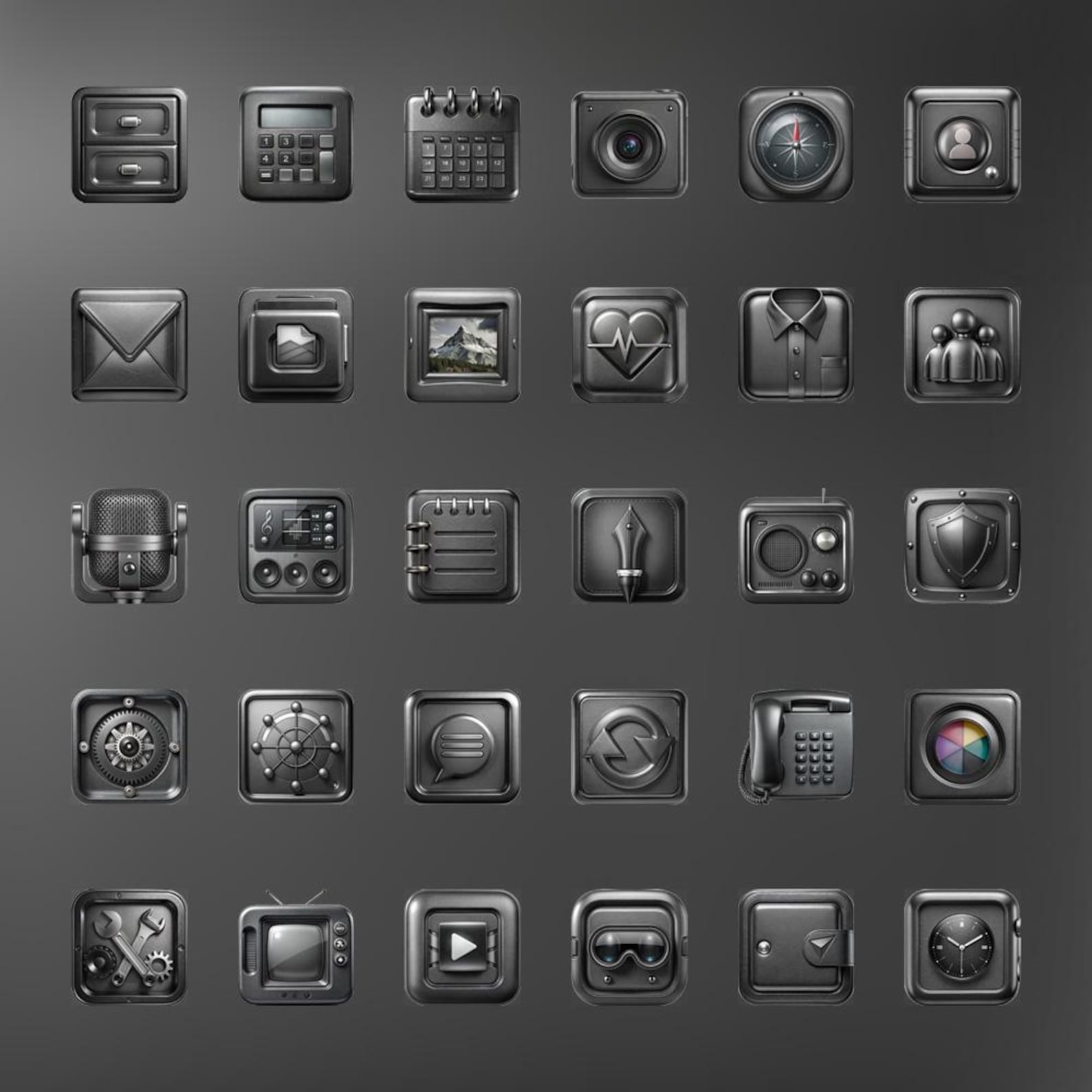 Dark Aesthetic 3D Icons IOS App Icons, Android App Icons, Homescreen UI ...