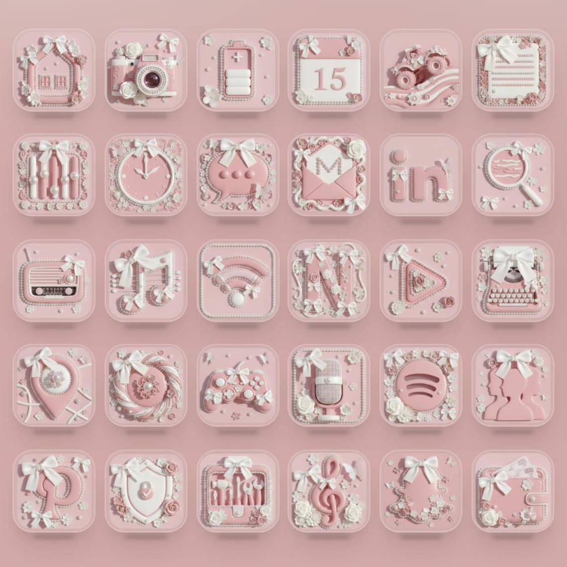 Coquette Dream App Icons | 180+ Pink Girly Pearl Theme | Coquette UI ...