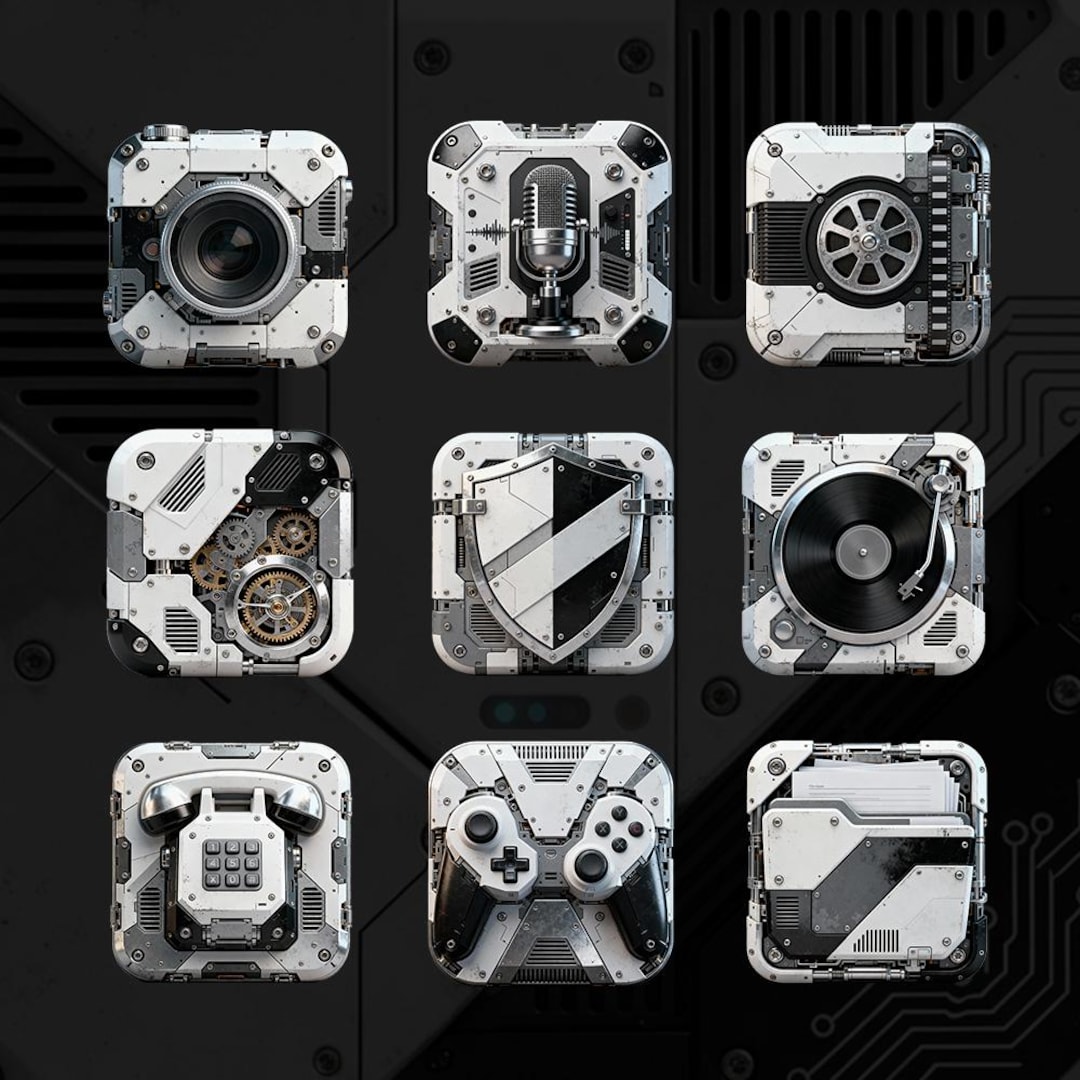 Mecha Whiteforge Icon Pack: 100 Sci-fi Cyberpunk App Icons (digital ...