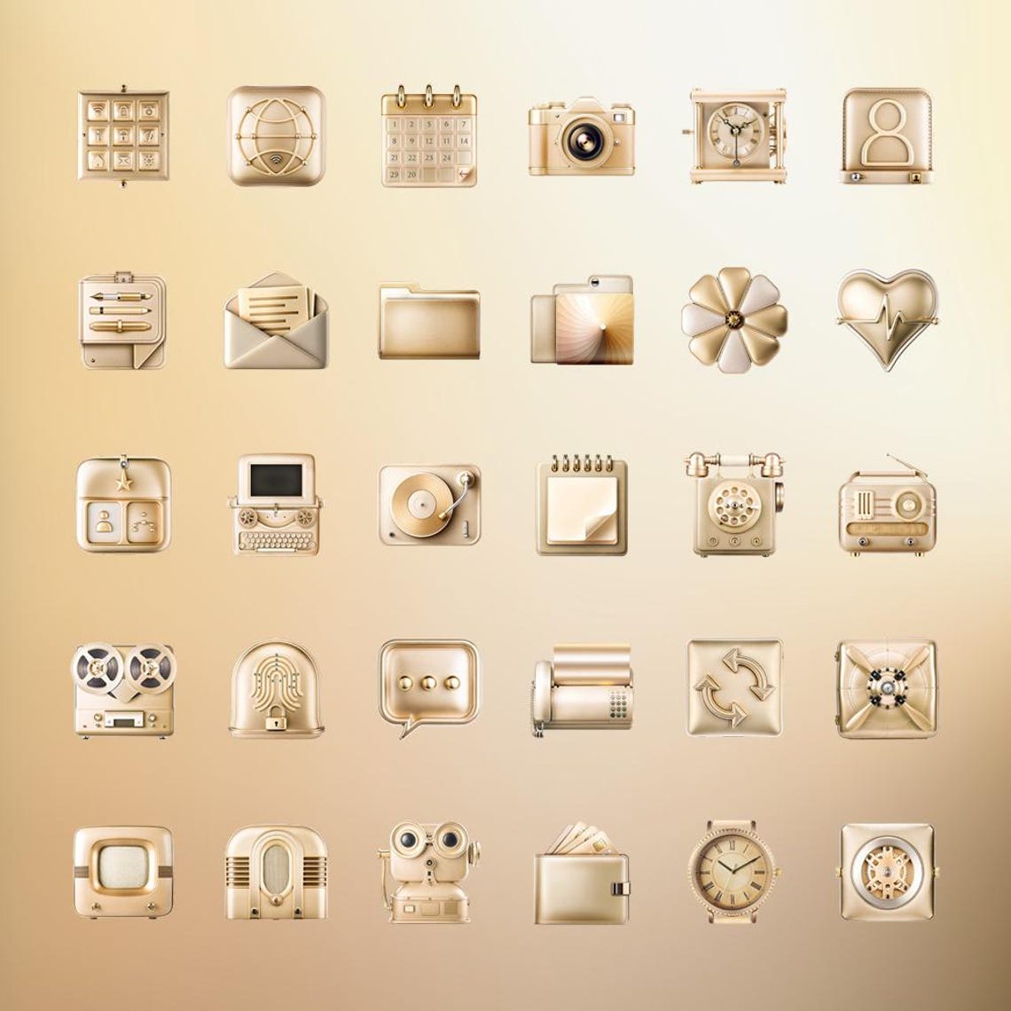 Luxis Gold App Icons: Ios, Android, Desktop Theme 38 Icons - Etsy