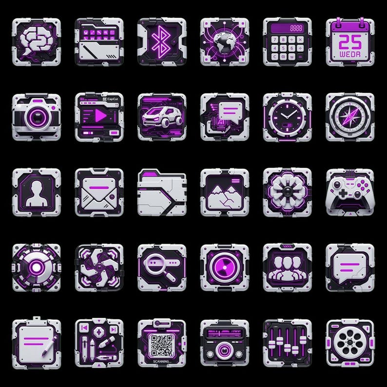 Quantum UI App Icons Pack – Futuristic Tech Style for Ios & Android ...