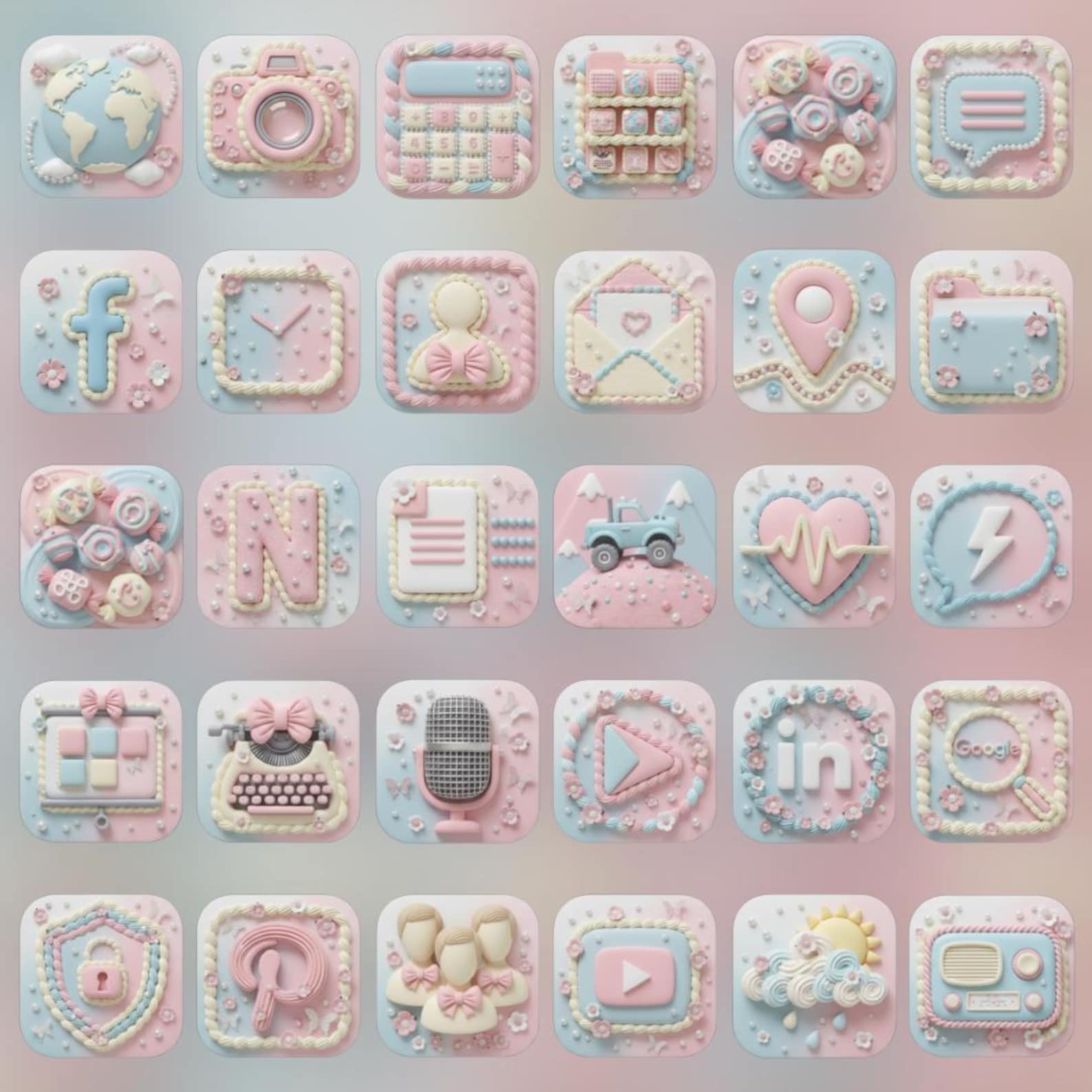 Kawaii Charm Pastel Icons – Soft 3D App Icon Pack for Ios & Android ...