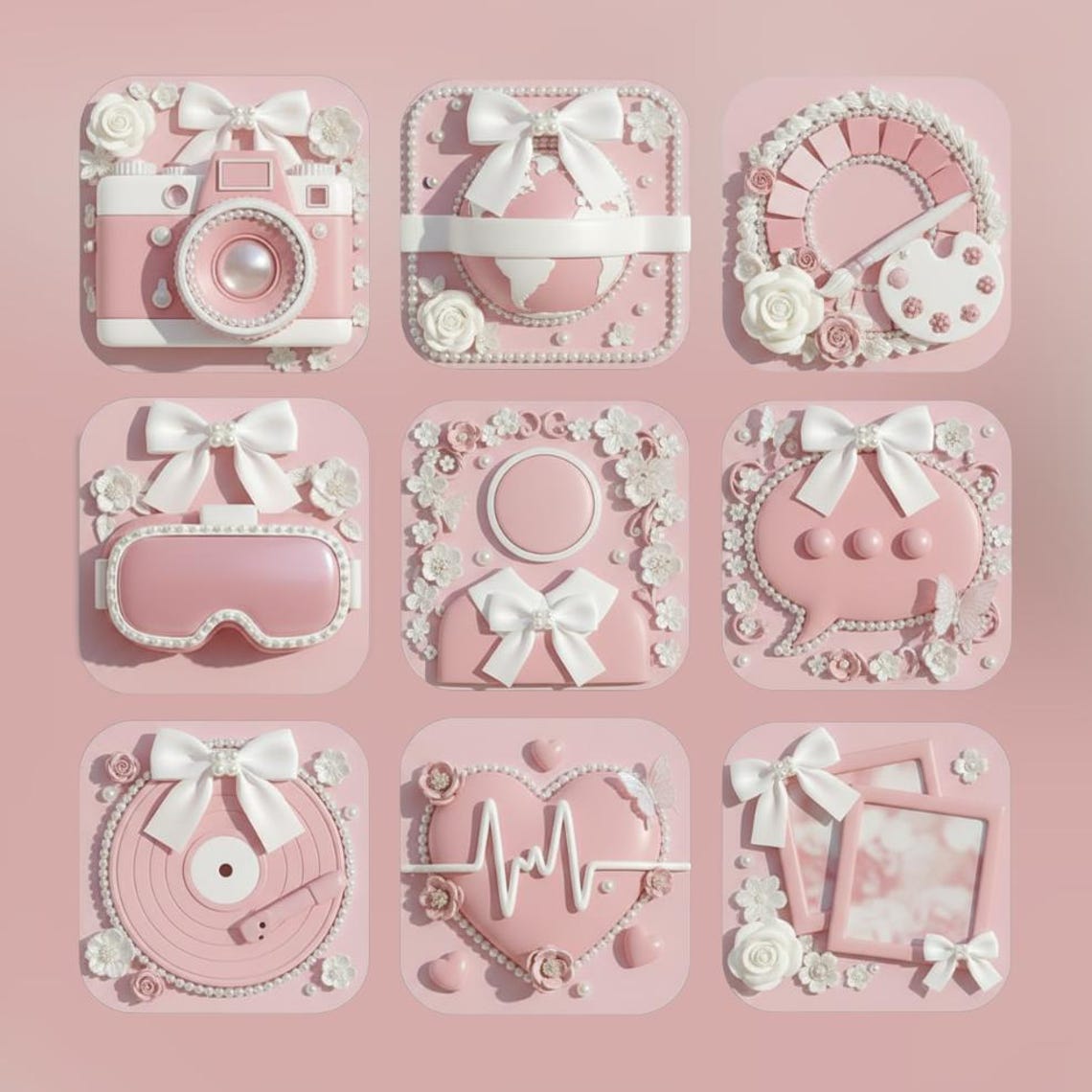 Coquette Dream App Icons | 180+ Pink Girly Pearl Theme | Coquette UI ...