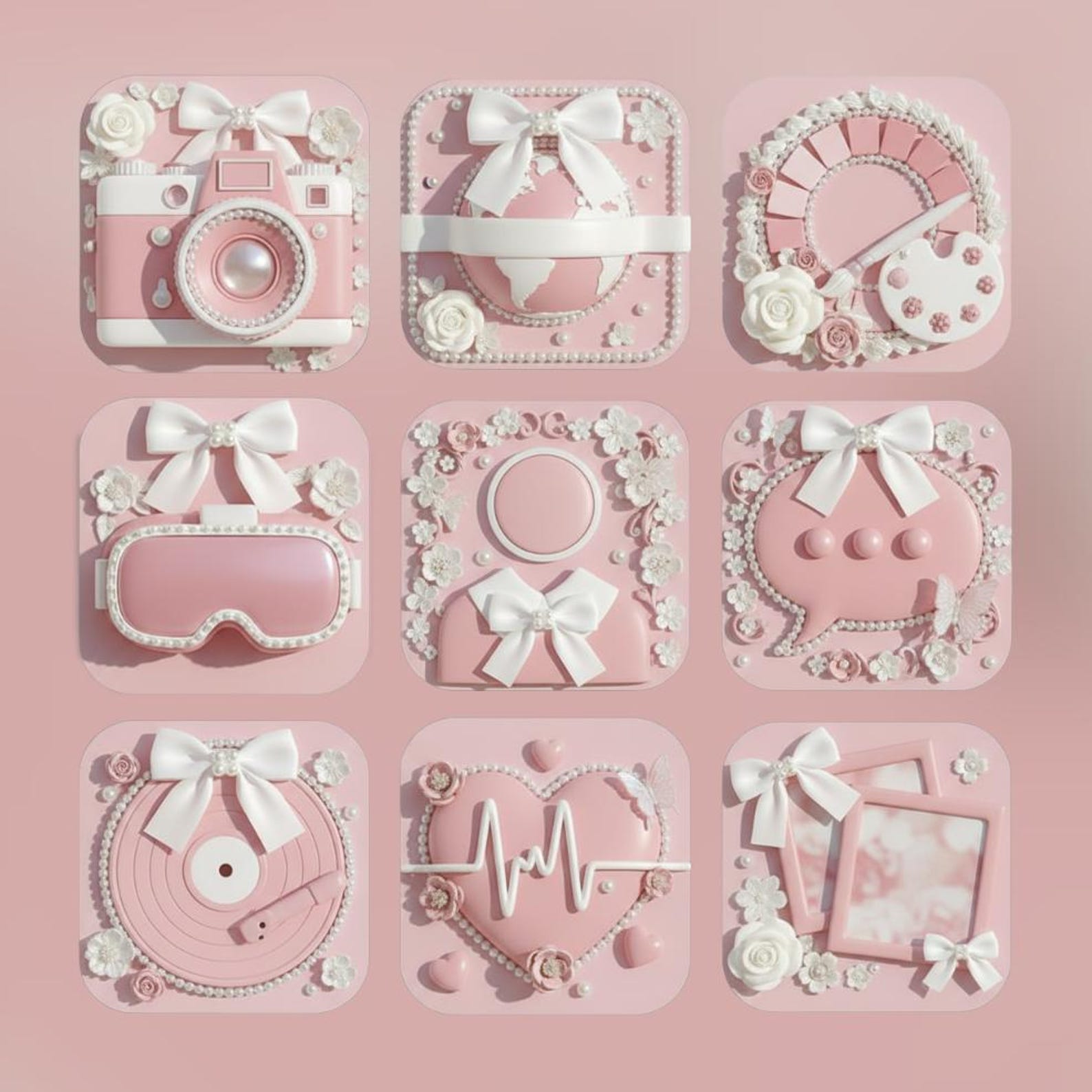 Coquette Dream App Icons | 180+ Pink Girly Pearl Theme | Coquette UI ...