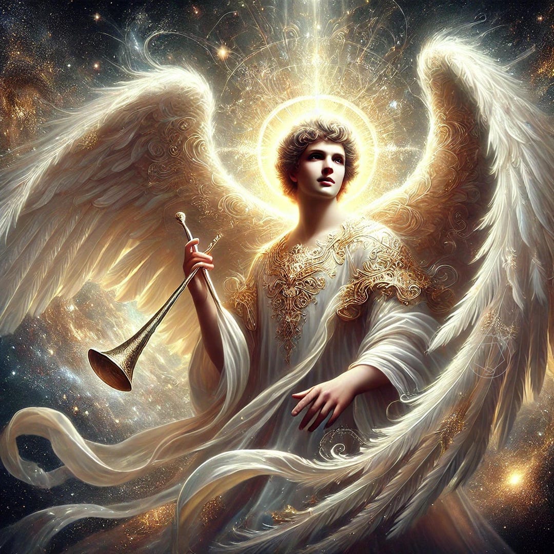 Archangel Gabriel Celestial Messenger of Light Mystical Angelic Art ...