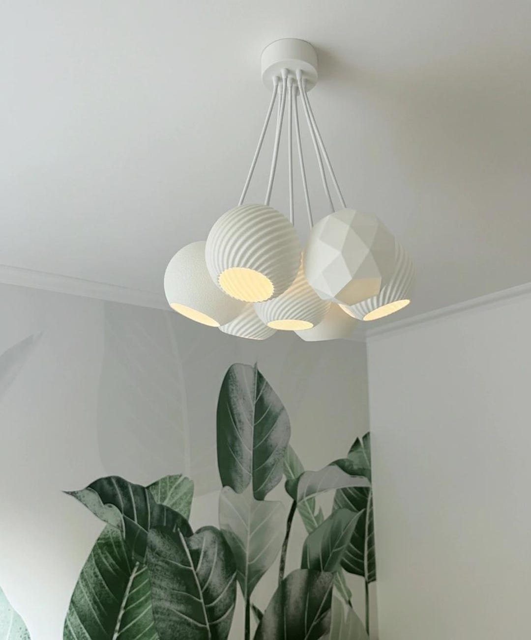 Modern Cluster Pendant Lamp – 3D Printed Chandelier-style Light (set of ...