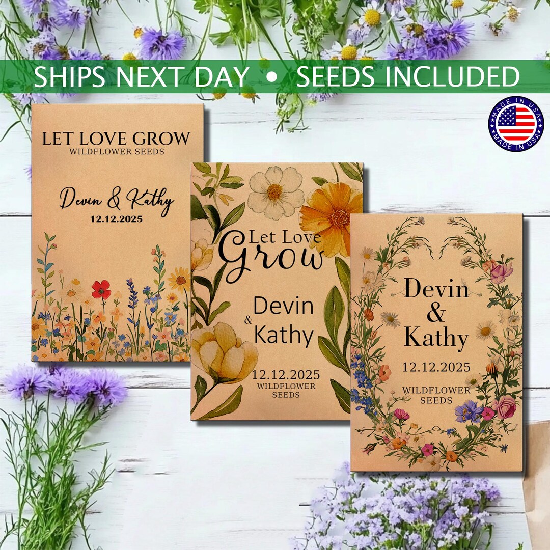 RUSH Seed Packets for Wedding Favors for Guests in Bulk Wildflower Mix ...