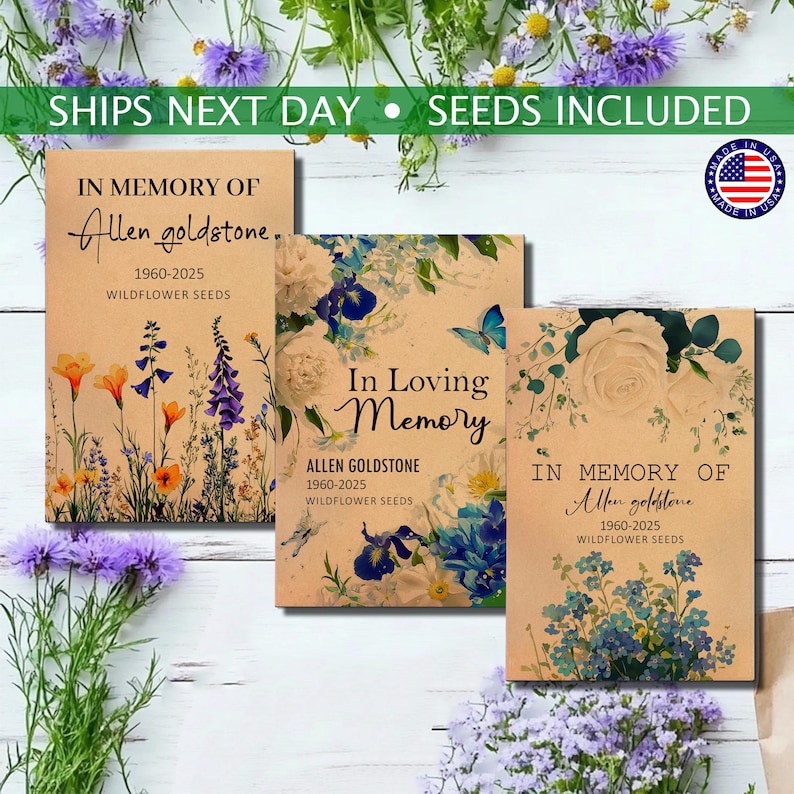 In Loving Memory Wildflower Seed Packets, Custom Memorial Favors ...