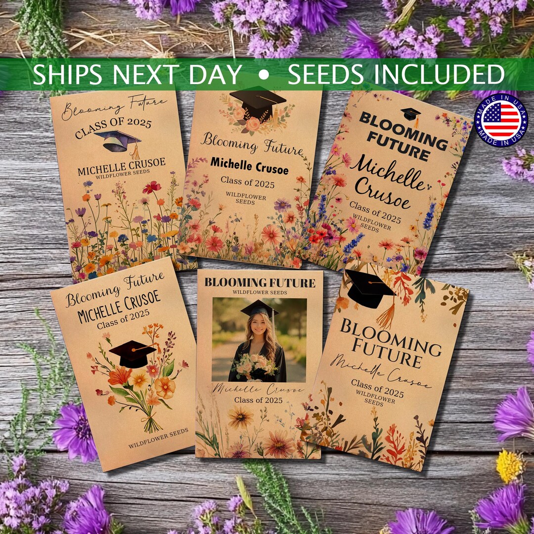 Graduation Favor Wildflower Seed Packets With Hat/personalized ...