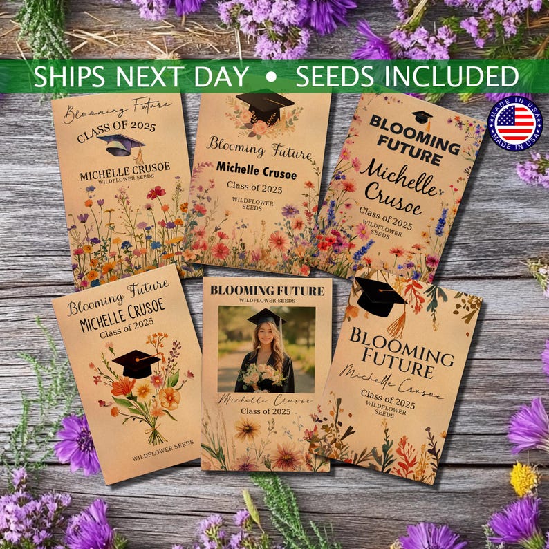 Graduation Favor Wildflower Seed Packets With Hat/personalized ...