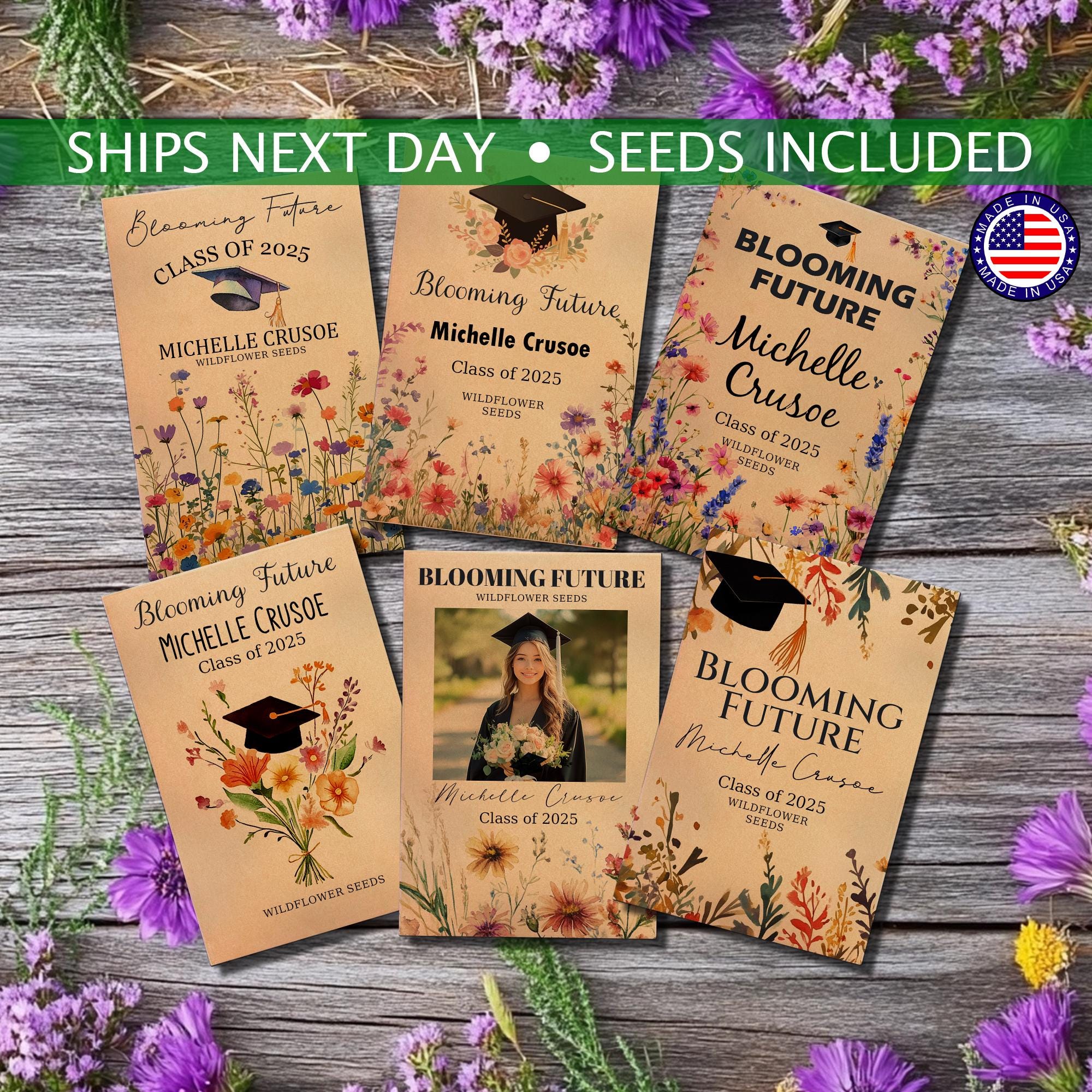 Graduation Favor Wildflower Seed Packets With Hat/personalized ...