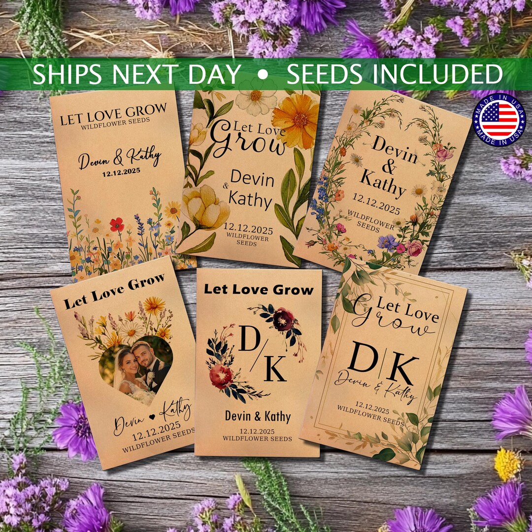 Wedding Favors for Guest in Bulk Wildflower Seed Packet Wedding Favors ...